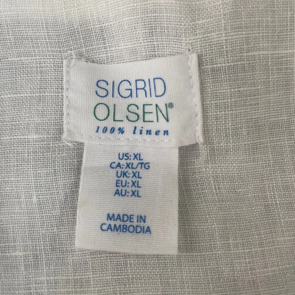 Sigrid Olsen | Tops | Sigrid Olsen Button Up Women Xl White 0 Linen ...